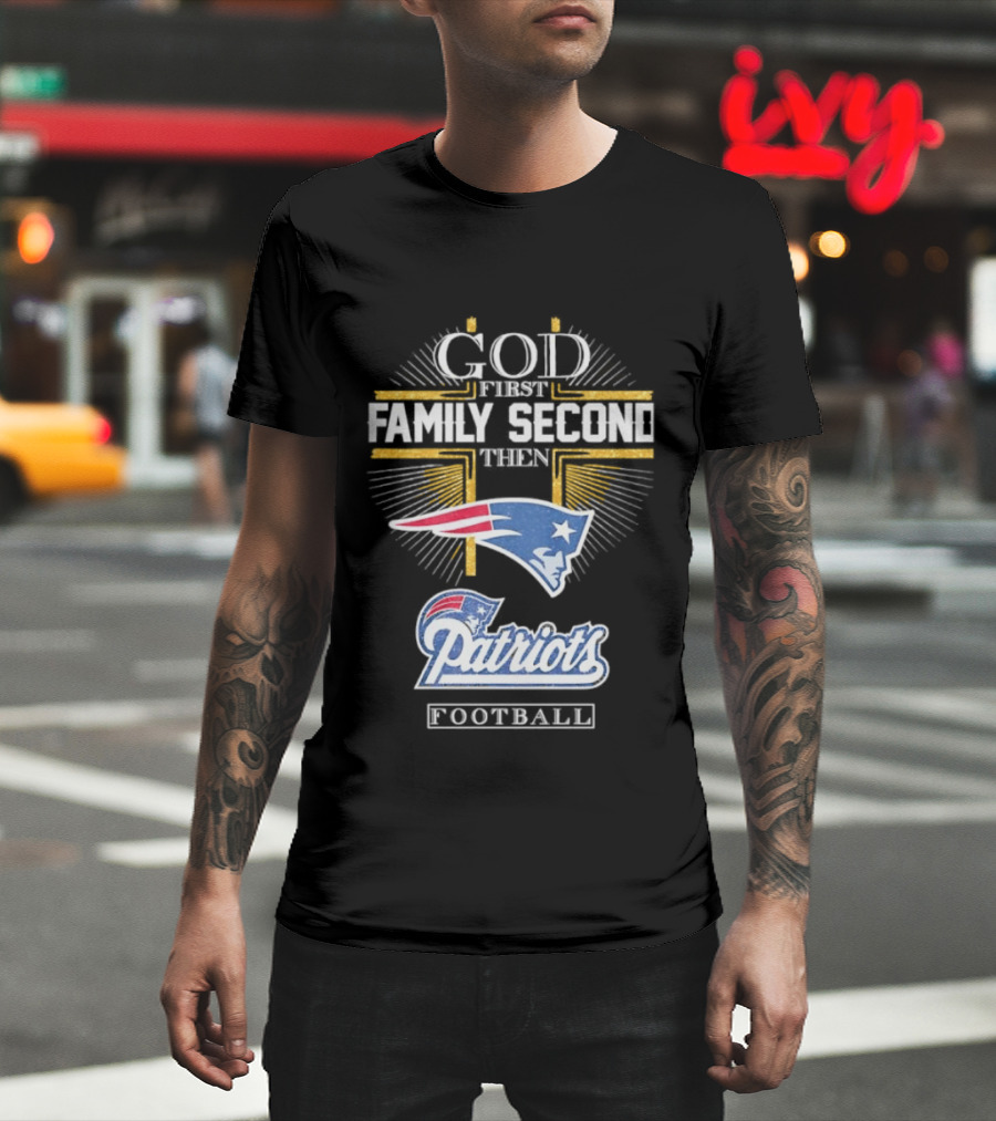 God First Family Second Then Patriots Football Flying Elvis T-Shirt