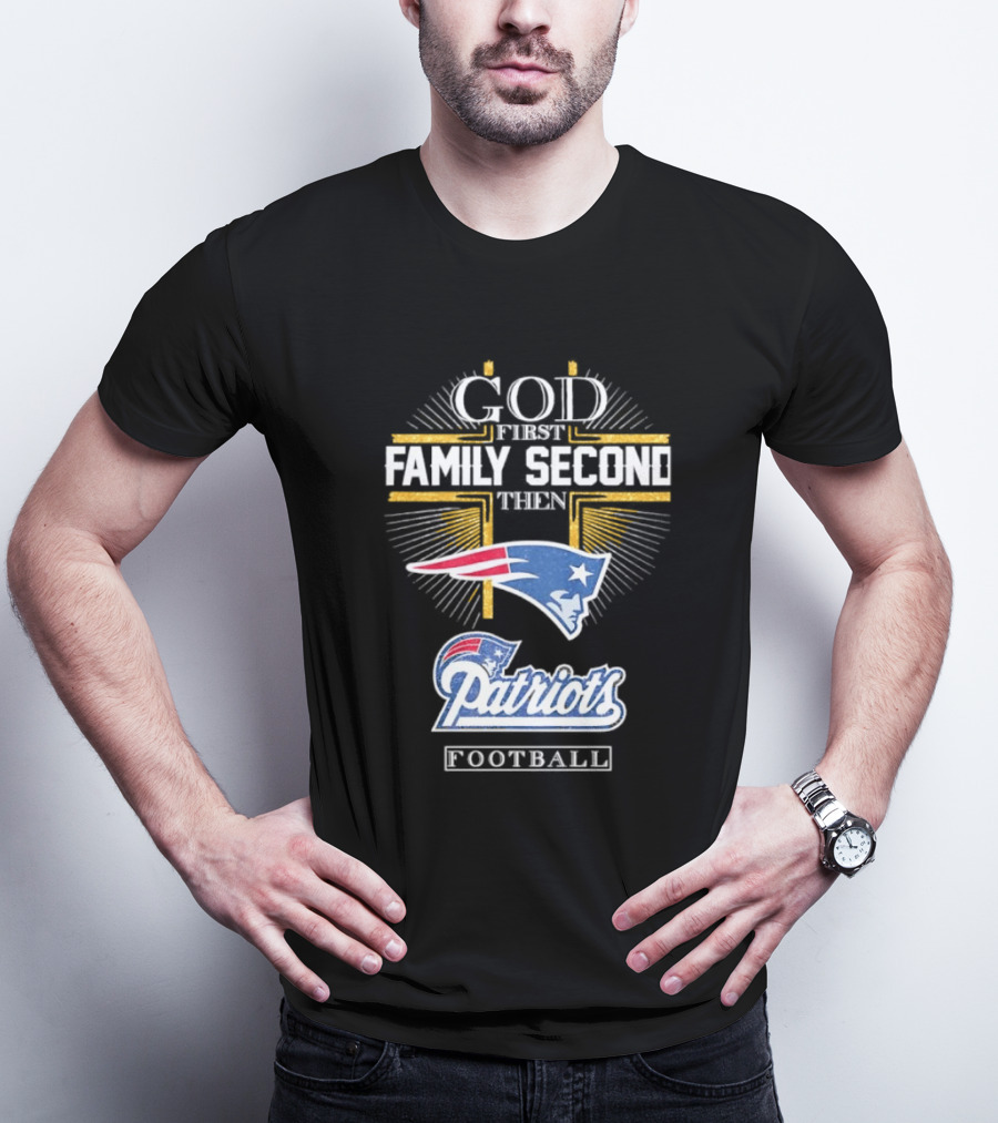 God First Family Second Then Patriots Football Flying Elvis T-Shirt