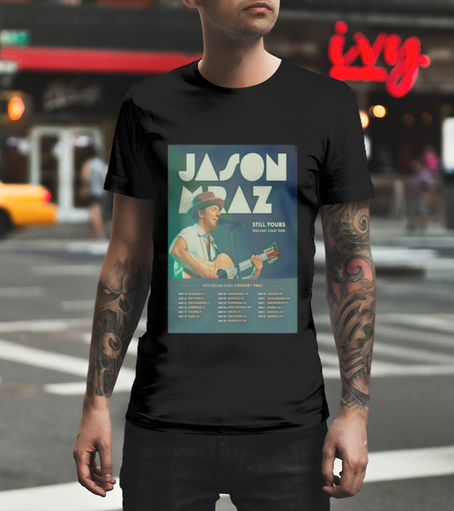 Jason Mraz Still Yours 2026 East Coast Tour Gregory Page Special Guest T-Shirt