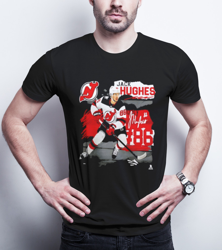 New Jersey Devils Jack Hughes 86 Fresh Ice Hockey T-Shirt
