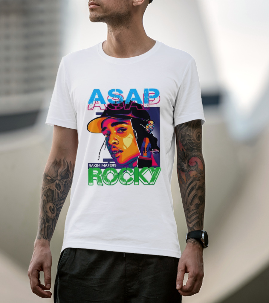 ASAP Rocky Rakim Mayers Hip Hop Street Art Bold Pop Color Aesthetic T-Shirt