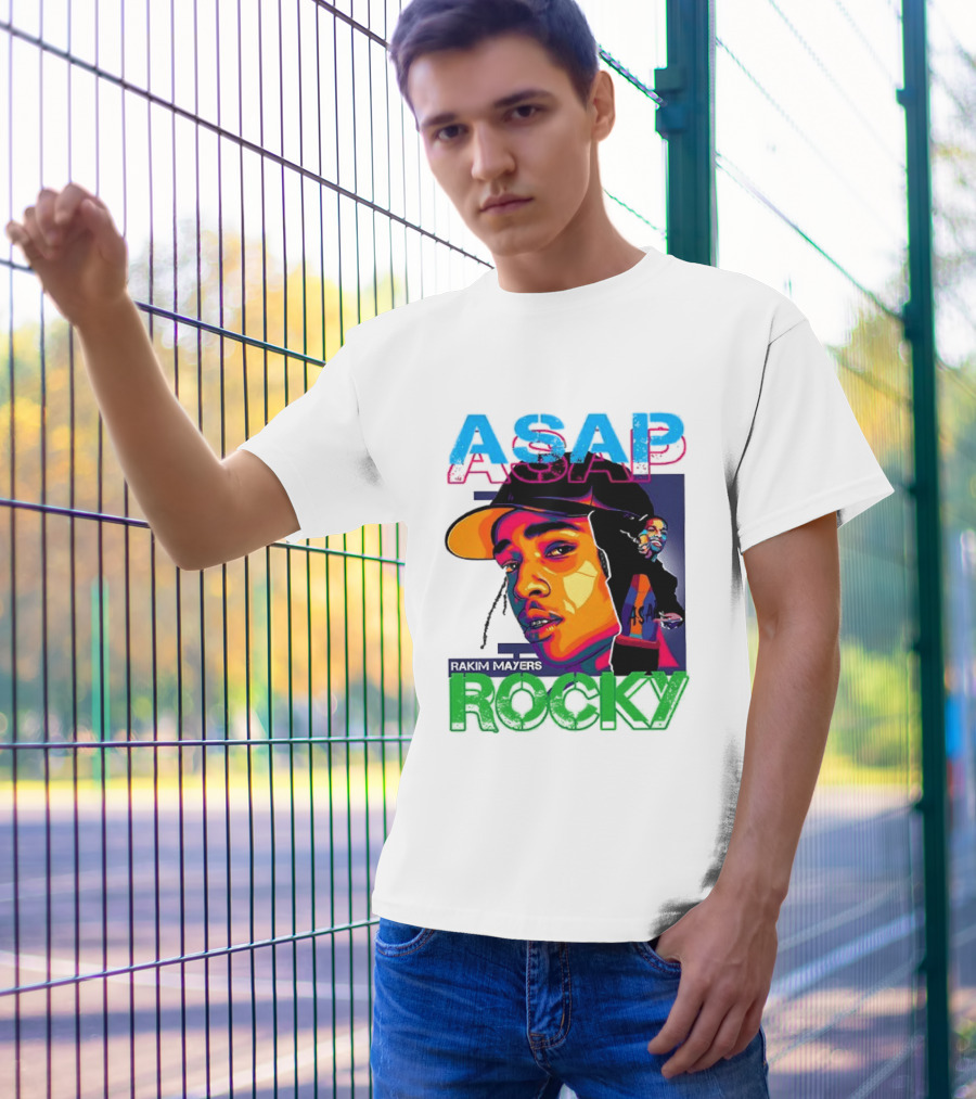 ASAP Rocky Rakim Mayers Hip Hop Street Art Bold Pop Color Aesthetic T-Shirt