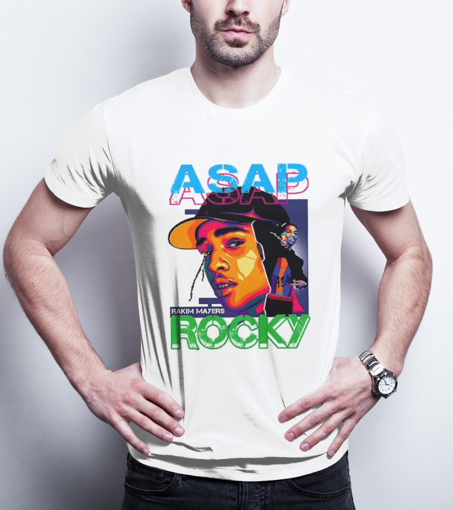 ASAP Rocky Rakim Mayers Hip Hop Street Art Bold Pop Color Aesthetic T-Shirt