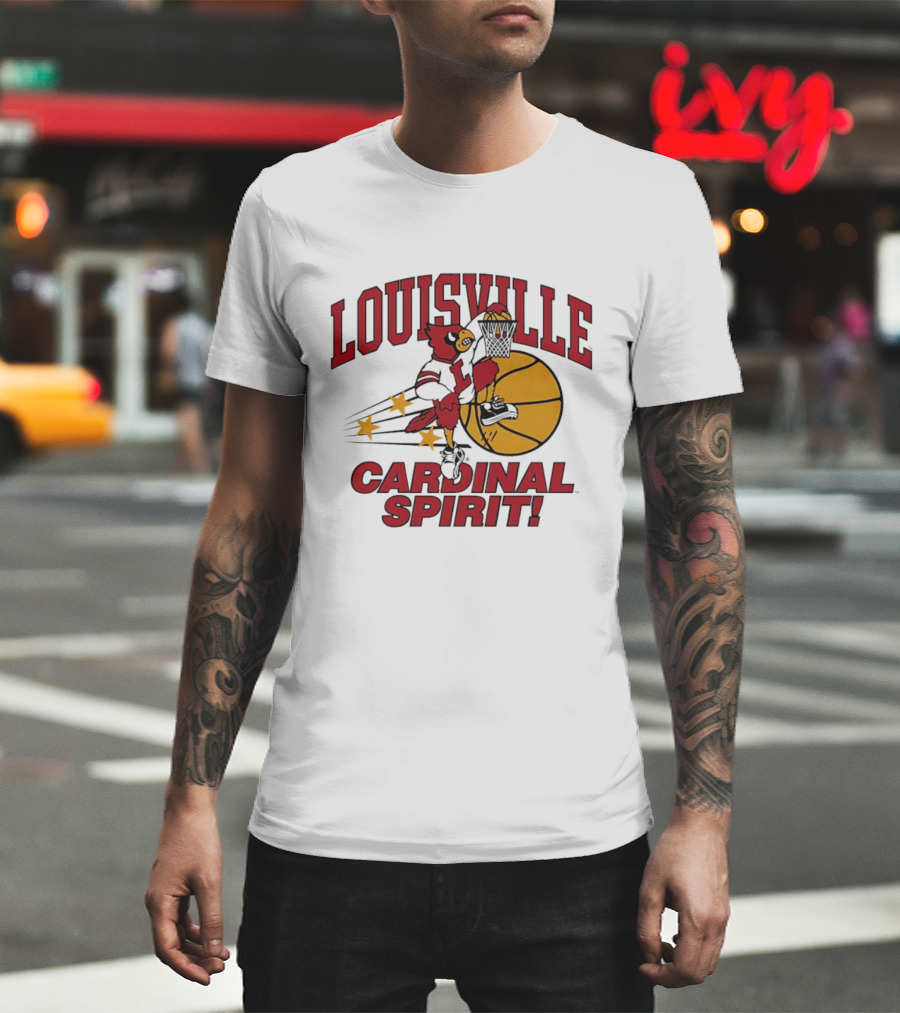 Louisville Cardinal Spirit Basketball Dunking Stars T-Shirt