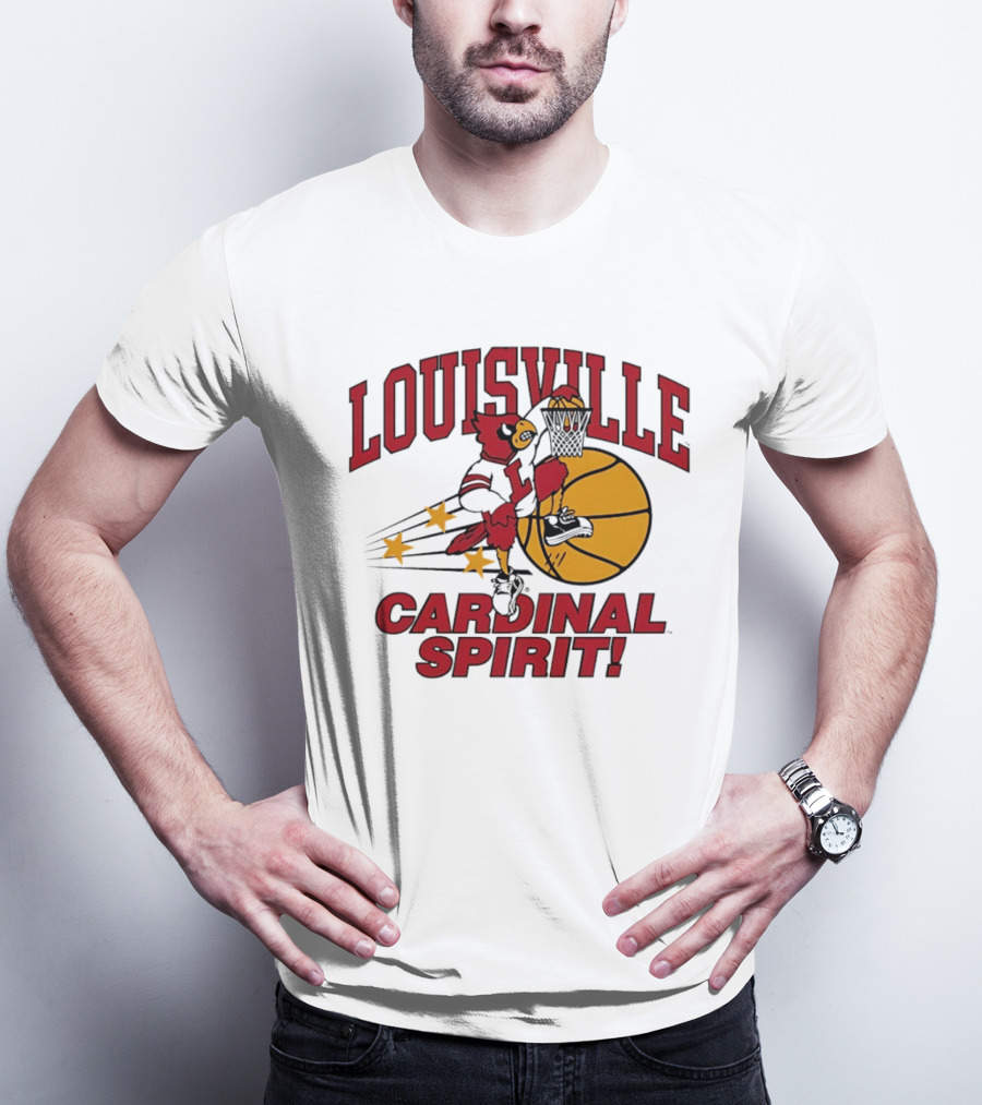 Louisville Cardinal Spirit Basketball Dunking Stars T-Shirt
