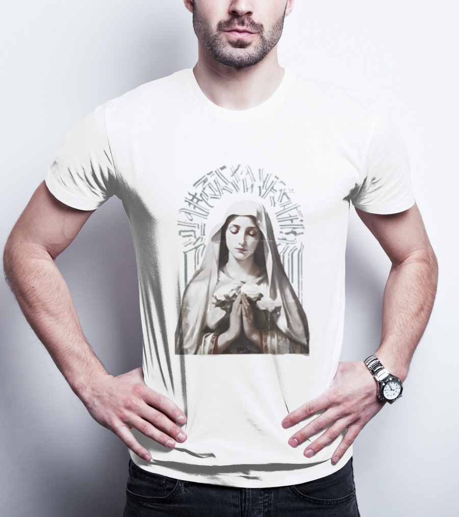 Virgin Mary With White Roses Holy Mary Mother Of Us Pray For Us Gothic T-Shirt