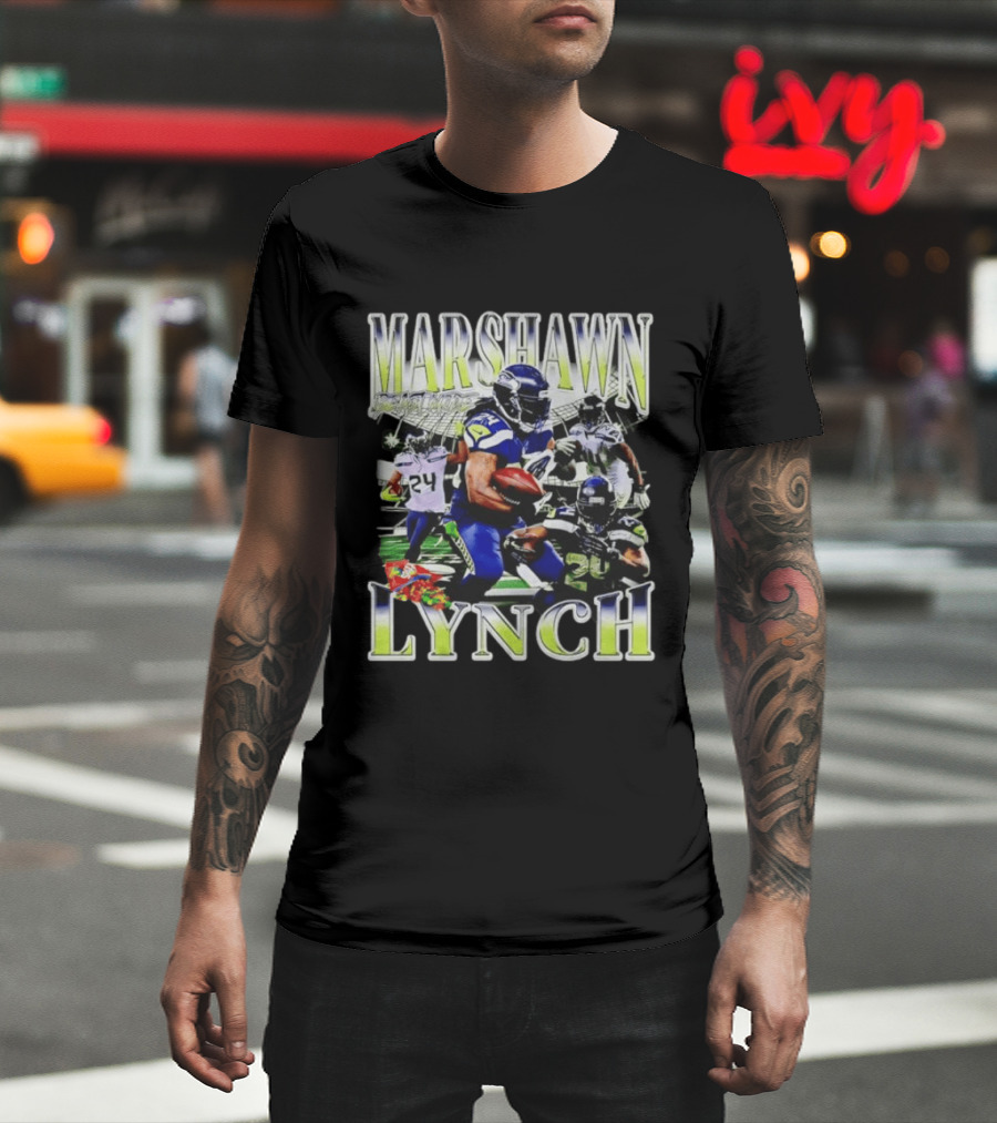 Marshawn Lynch Seattle Seahawks Football Star Running Back Legends T-Shirt