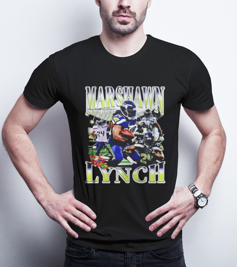 Marshawn Lynch Seattle Seahawks Football Star Running Back Legends T-Shirt