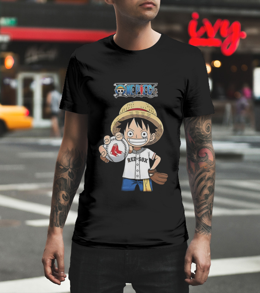 One Piece Boston Red Sox 2026 Luffy Baseball Collab T-Shirt