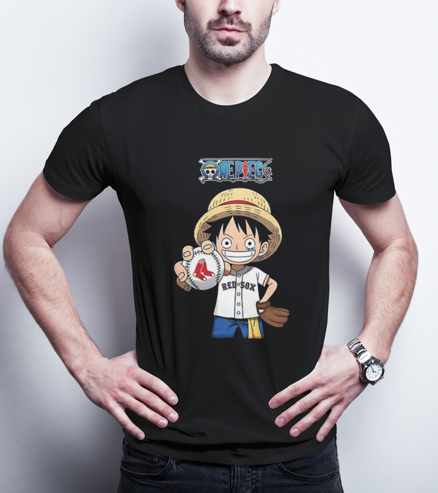 One Piece Boston Red Sox 2026 Luffy Baseball Collab T-Shirt