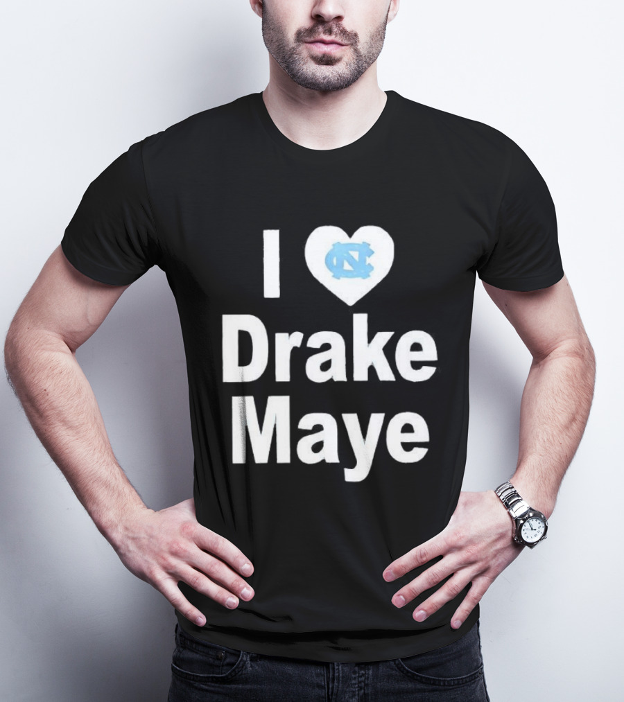 UNC Tar Heels I Love Drake Maye Heart T-Shirt