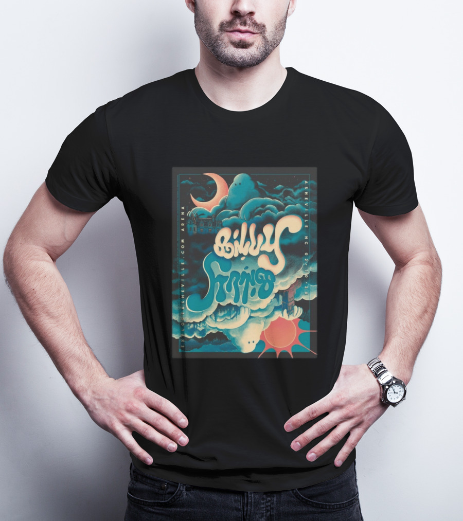 Billy Strings Tour Asheville NC February 10 2026 ExploreAsheville Arena Moon Clouds T-Shirt