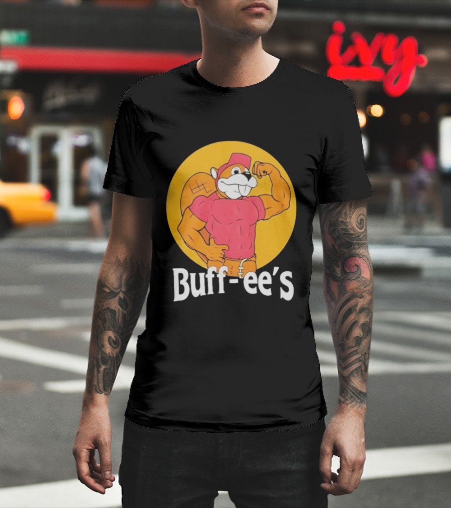 Buff Ee's Muscular Beaver Cartoon T-Shirt