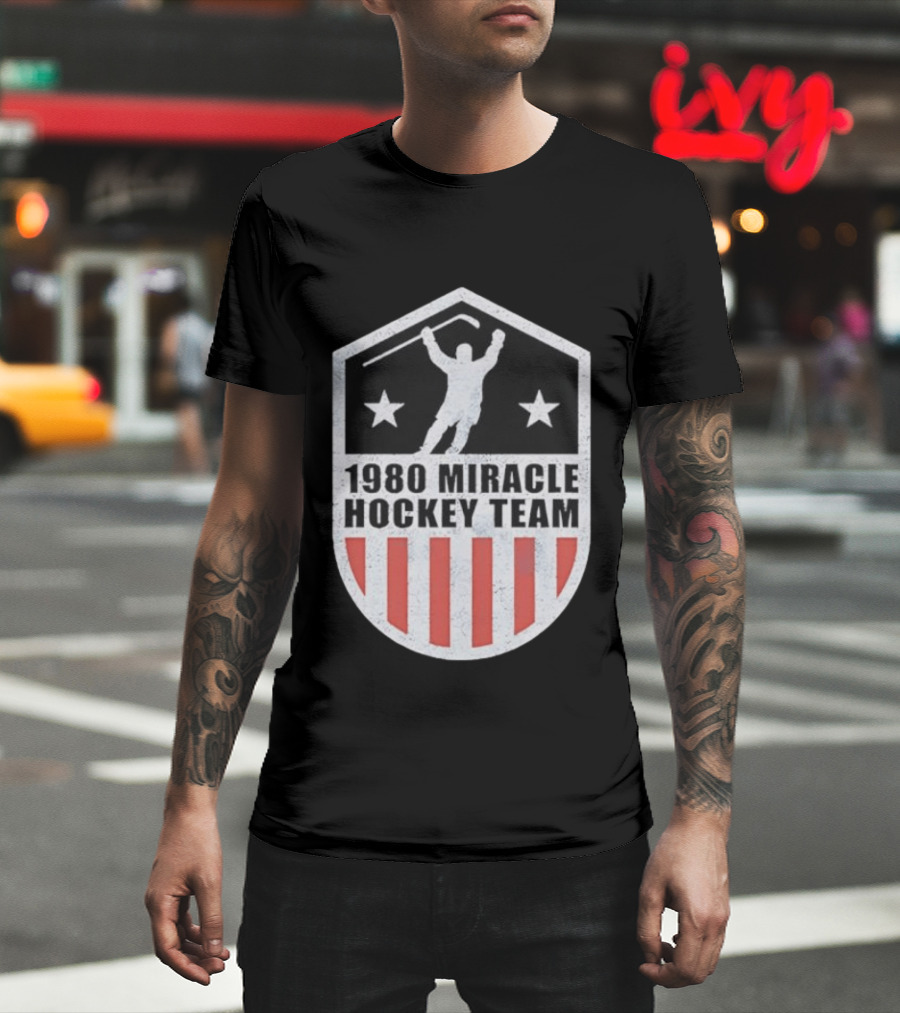 1980 Miracle Hockey Team Stars And Stripes Victory Celebration T-Shirt