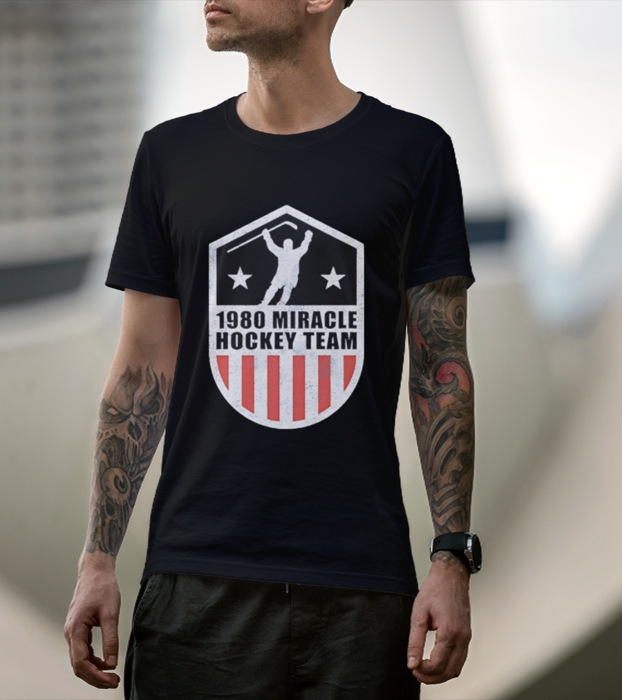 1980 Miracle Hockey Team Stars And Stripes Victory Celebration T-Shirt
