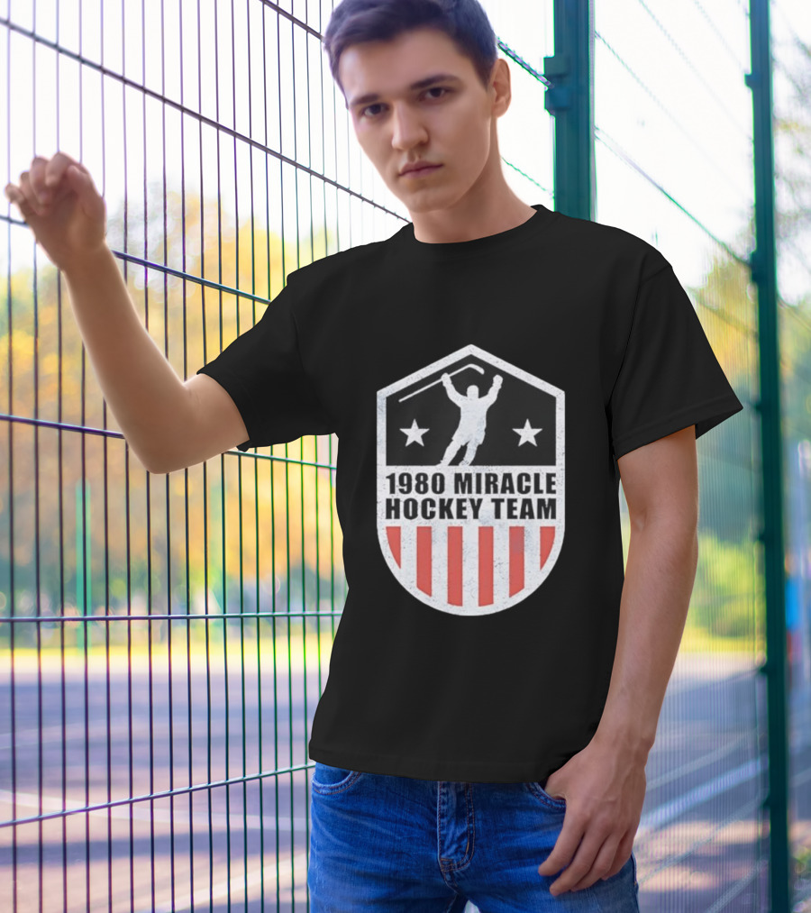 1980 Miracle Hockey Team Stars And Stripes Victory Celebration T-Shirt