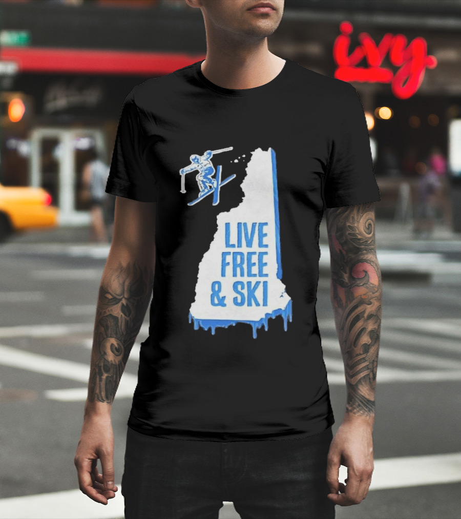 New Hampshire Live Free & Ski Winter Adventure Skiing T-Shirt