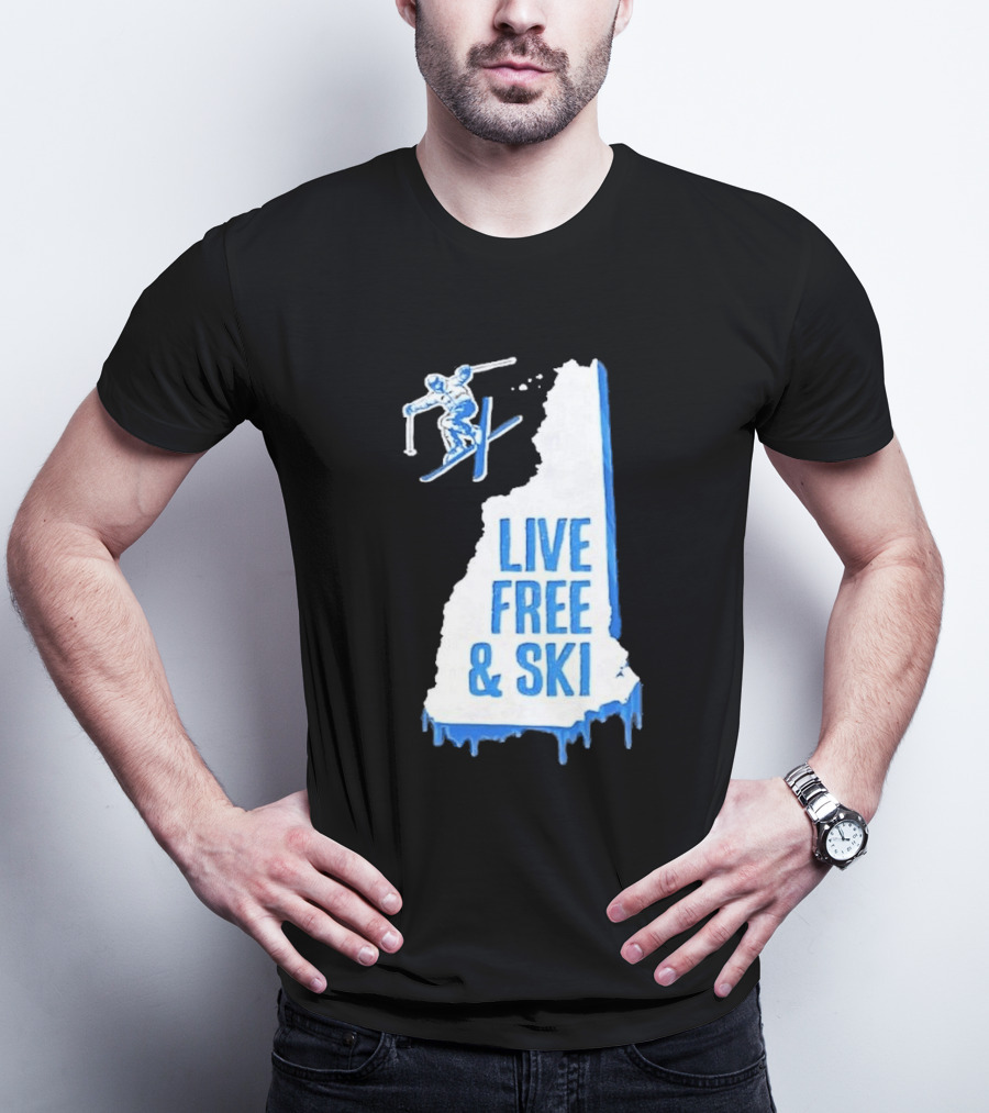 New Hampshire Live Free & Ski Winter Adventure Skiing T-Shirt