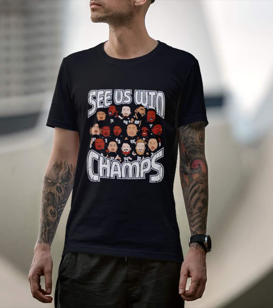 See Us Win Champs Seattle Seahawks Players Cartoon Caricature T-Shirt