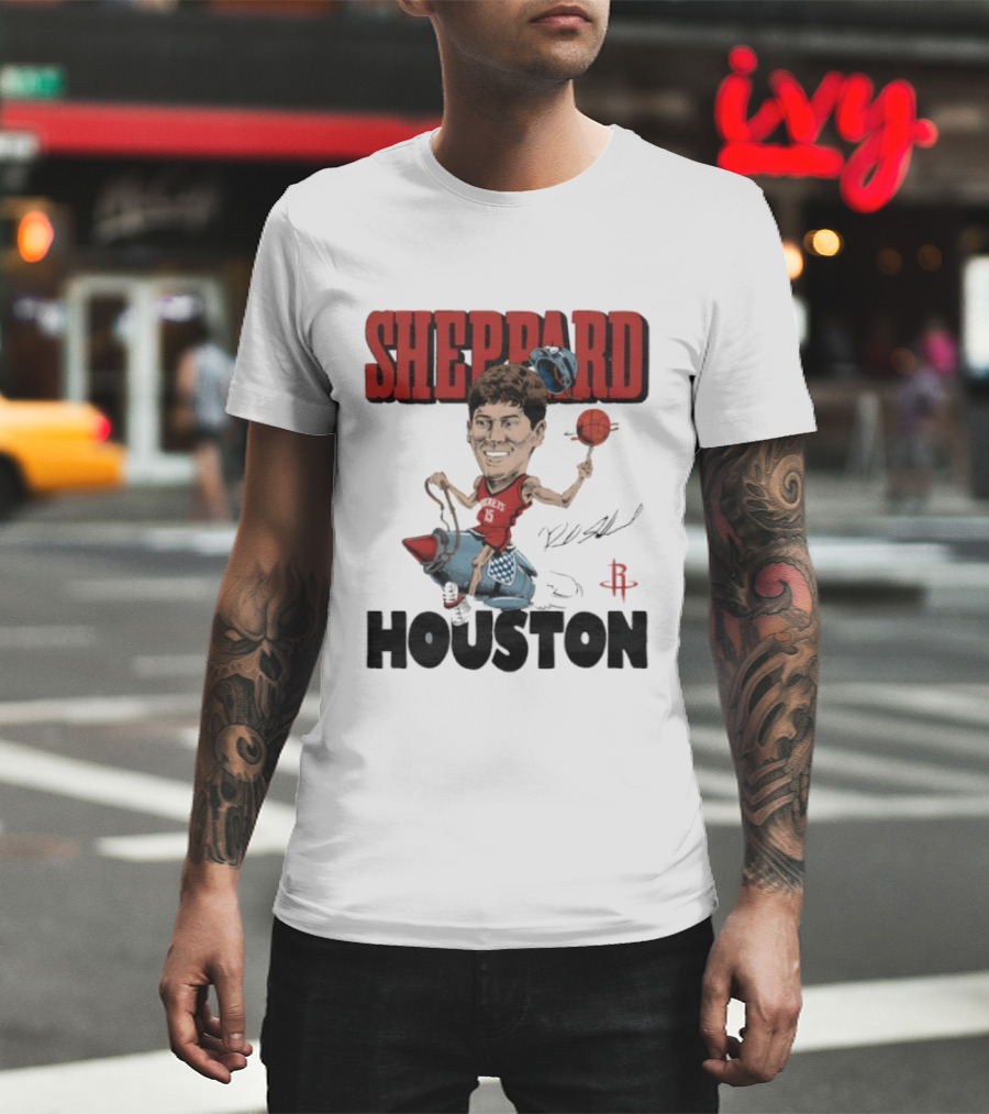 Houston Rockets Sheppard Cartoon Character Rocket T-Shirt