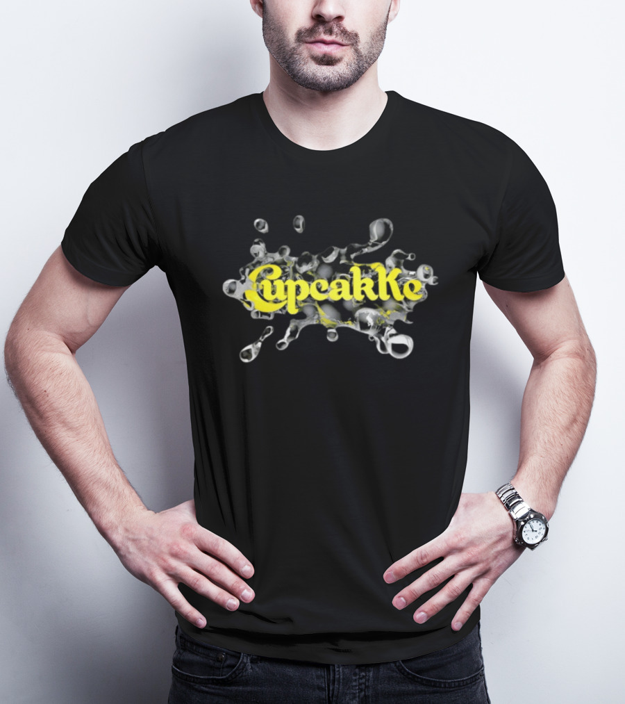 CupcakKe Splash Text Yellow On Metallic Black And Silver Bubble T-Shirt