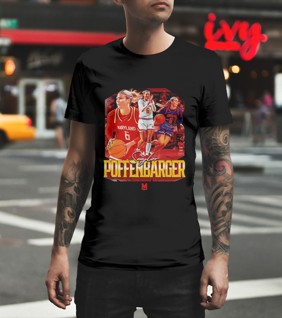 Saylor Poffenbarger Maryland Basketball Player 6 Collage T-Shirt