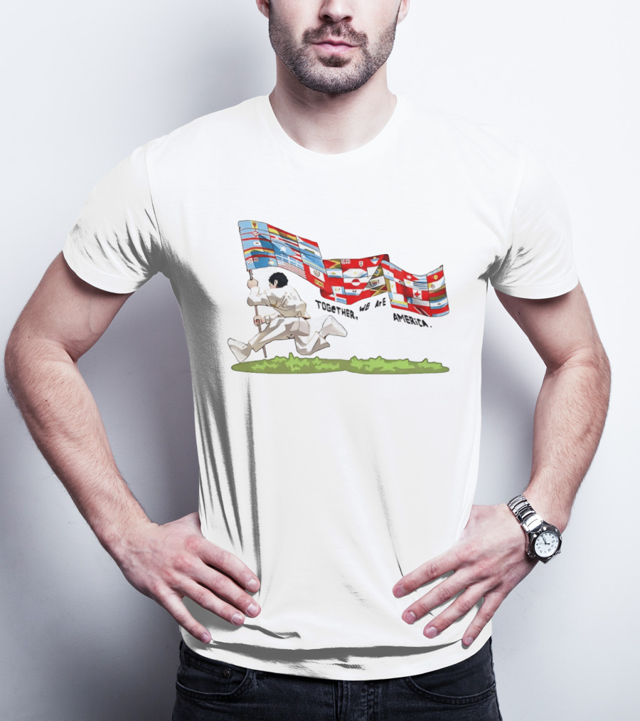 Bad Bunny Together We Are America The Only Thing More Powerful Than Hate Is Love Flags T-Shirt