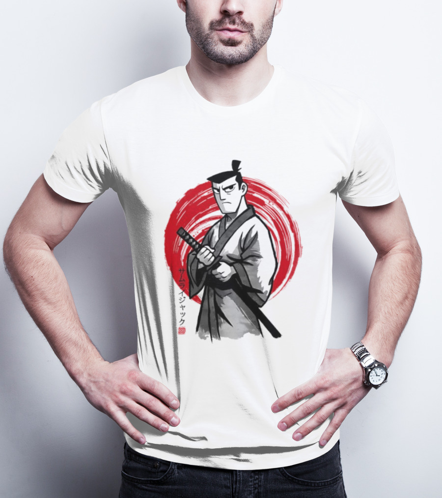 Samurai Jack Sumi E Art Red Circle Japanese Kanji T-Shirt