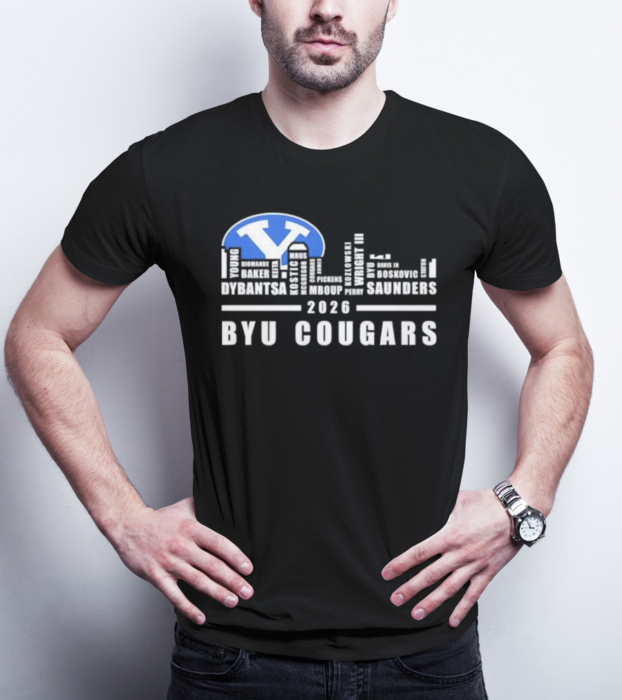 BYU Cougars 2026 Roster Skyline Collins Robinson Hall Saunders T-Shirt