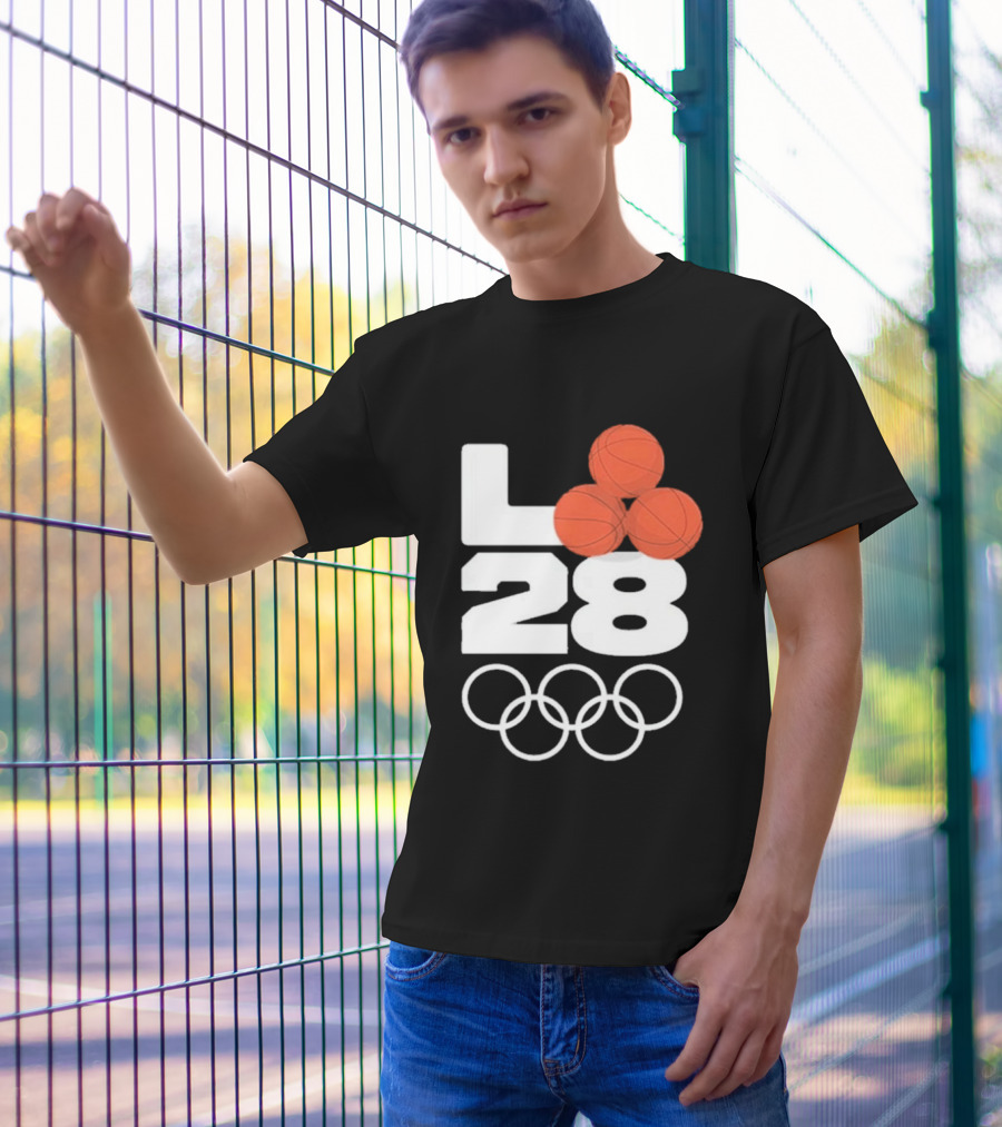 LA28 Basketball Olympic Rings NBA All Star Mitchell Ness Los Angeles T-Shirt