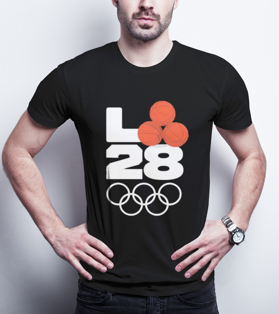 LA28 Basketball Olympic Rings NBA All Star Mitchell Ness Los Angeles T-Shirt