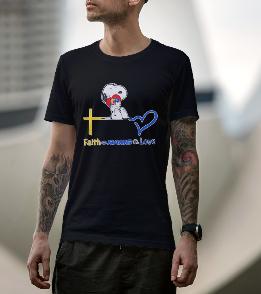 Faith Rams Love Snoopy Peanuts Los Angeles T-Shirt