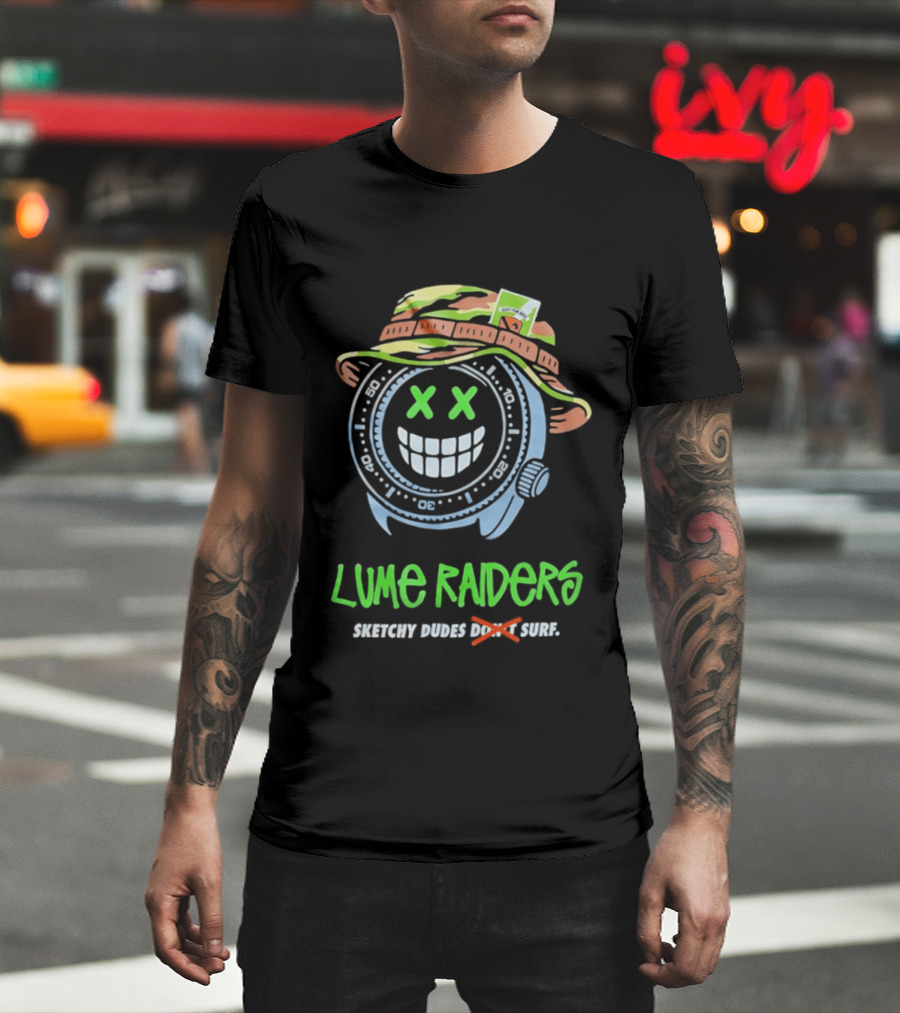 Lume Raiders Sketchy Dudes Don't Surf Face Smiley T-Shirt