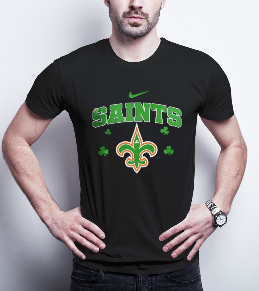 New Orleans Saints Irish Woman Soul Of A Witch Nike Green Shamrock Fleur De Lis T-Shirt