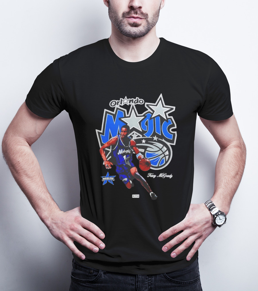 Tracy McGrady Orlando Magic NBA All Star KITH Basketball Player Iconic Blue Jersey T-Shirt