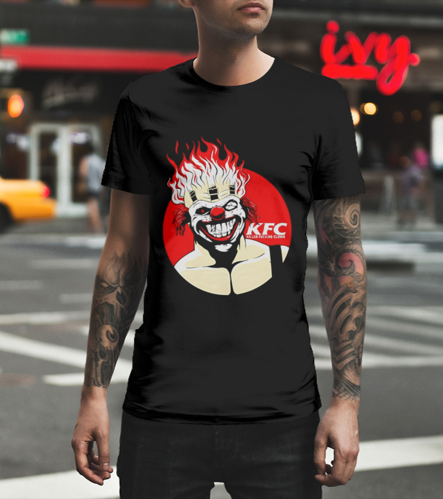 KFC Killer Clown Flaming Hair Grinning Face T-Shirt