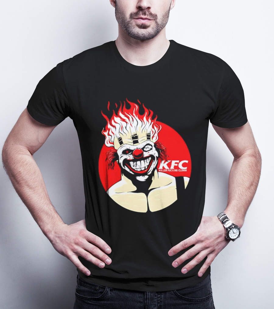 KFC Killer Clown Flaming Hair Grinning Face T-Shirt