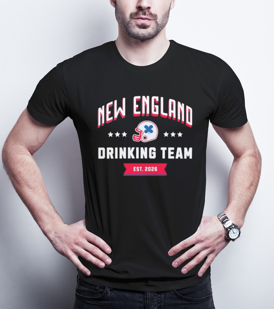 New England Drinking Team Est 2026 Football Helmet Four Stars T-Shirt