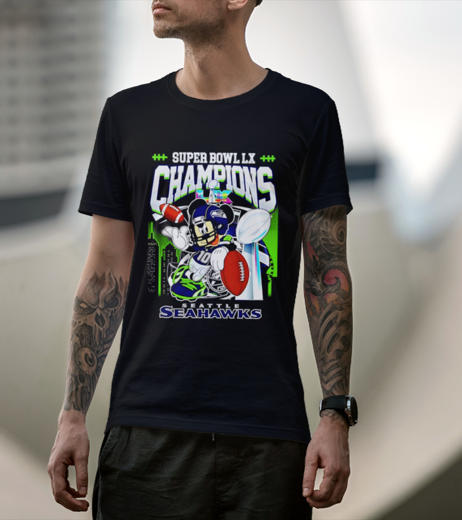 Super Bowl XLVIII Champions Mickey Mouse Seattle Seahawks T-Shirt