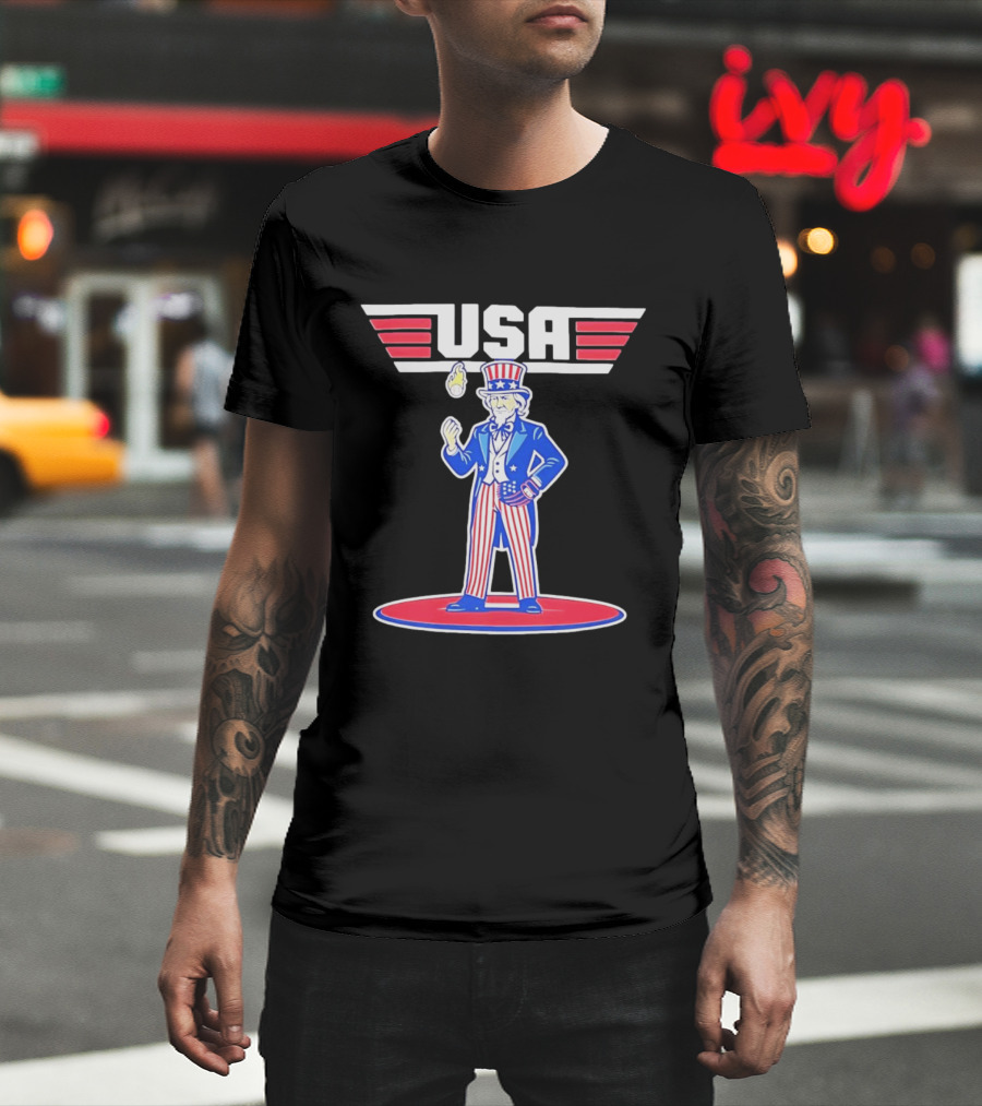Uncle Sam USA Baseball Ace Patriotic Sports T-Shirt