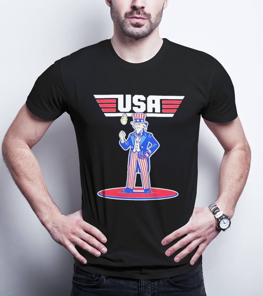 Uncle Sam USA Baseball Ace Patriotic Sports T-Shirt