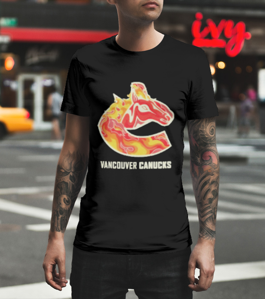 Vancouver Canucks Lunar New Year 2026 Horse Flaming T-Shirt