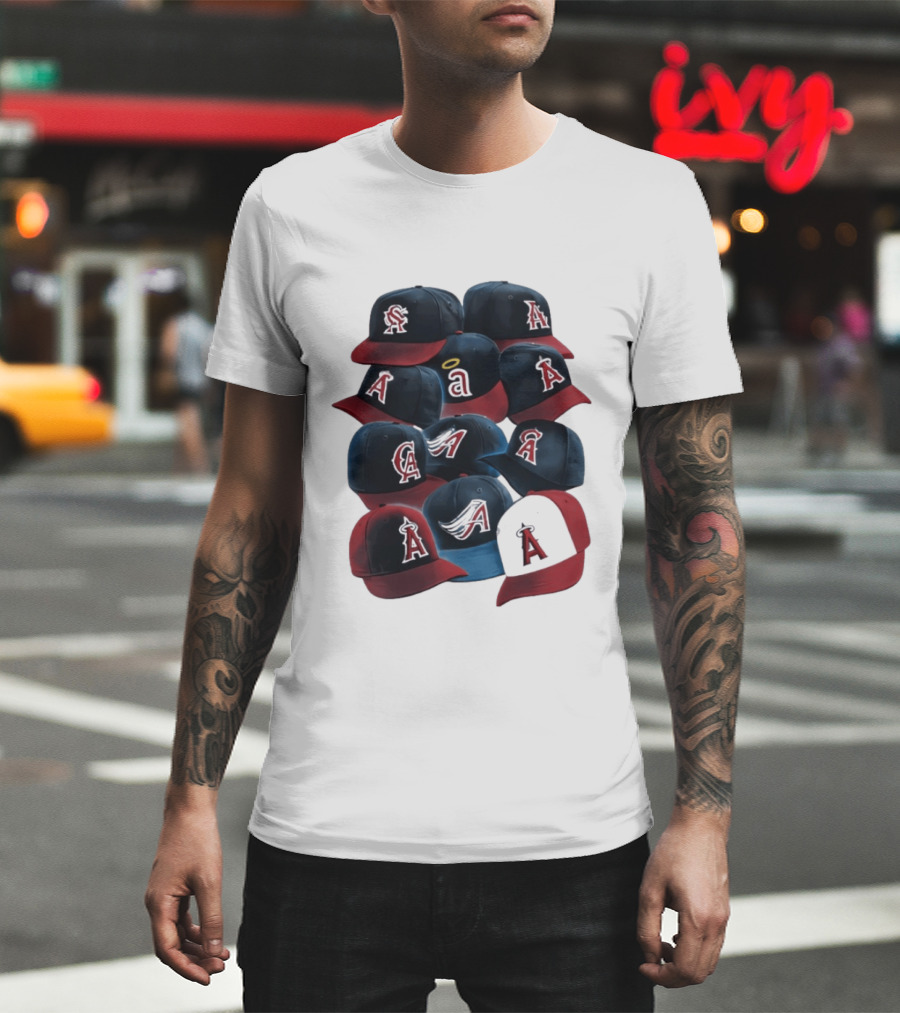 Stacked A Cap Collection With Angelic Halo And Stylized Wings T-Shirt