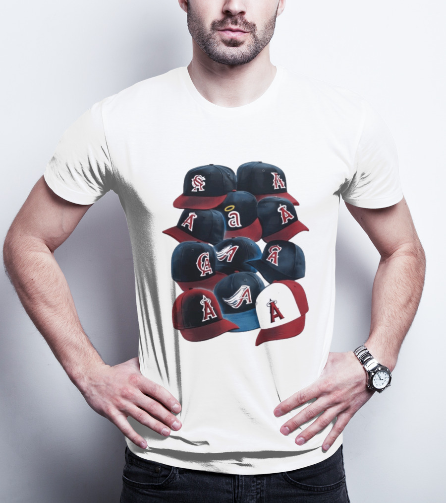 Stacked A Cap Collection With Angelic Halo And Stylized Wings T-Shirt