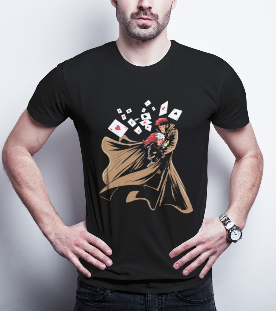 Mutant Love Rogue And Gambit Playing Cards Embrace T-Shirt