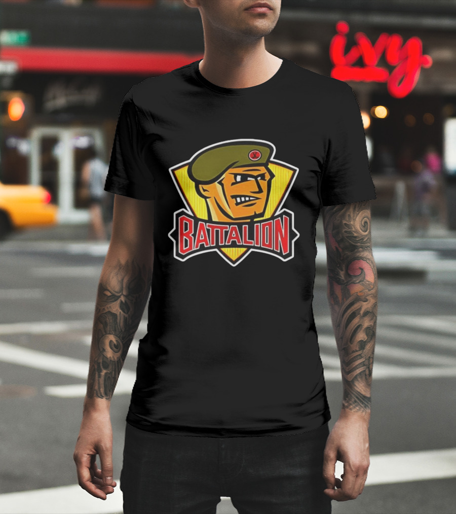 North Bay Battalion Hockey Military Emblem Inclusion Night T-Shirt
