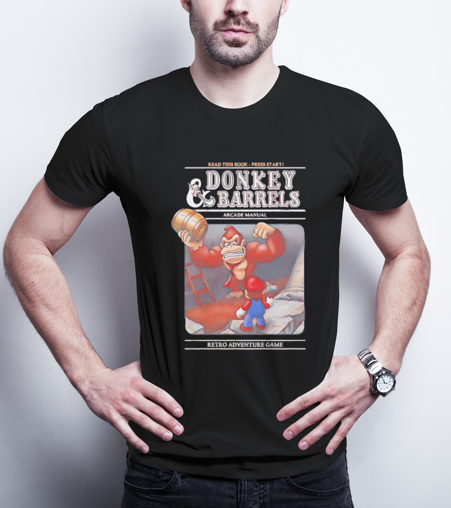 Read This Book Press Start Donkey And Barrels Arcade Manual Classic Video Game T-Shirt