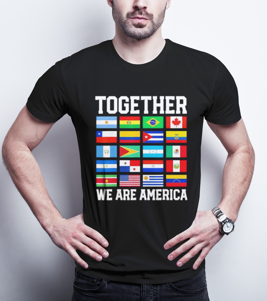 Together Flags Of America Unity Patriotic Display T-Shirt