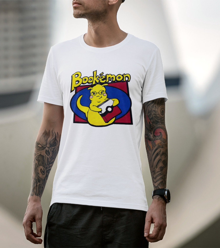 Bookemon Pikachu With Book And Pokeball T-Shirt