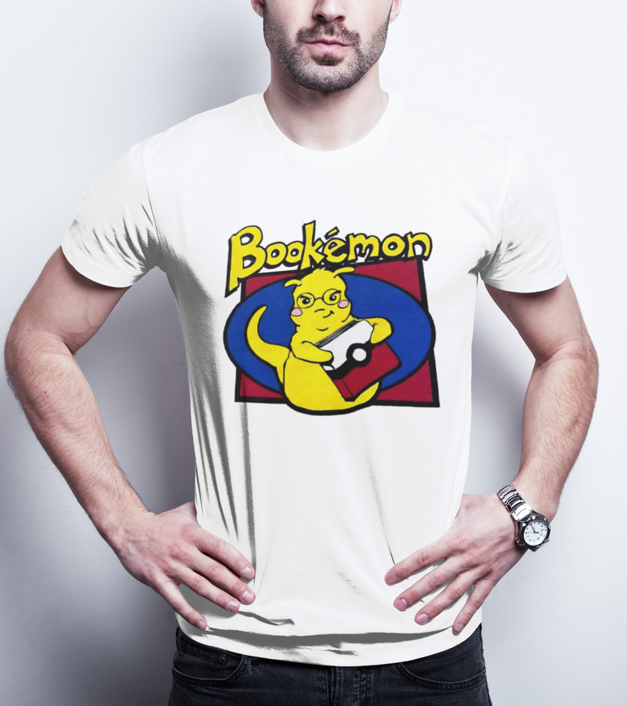 Bookemon Pikachu With Book And Pokeball T-Shirt